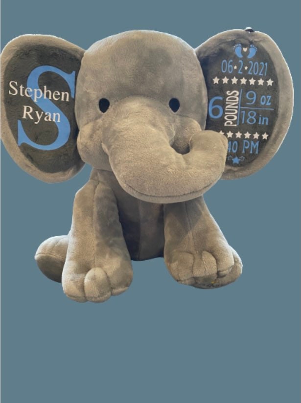 Elephant With Baby Statistics, Personalized Baby Plushie, Baby ...