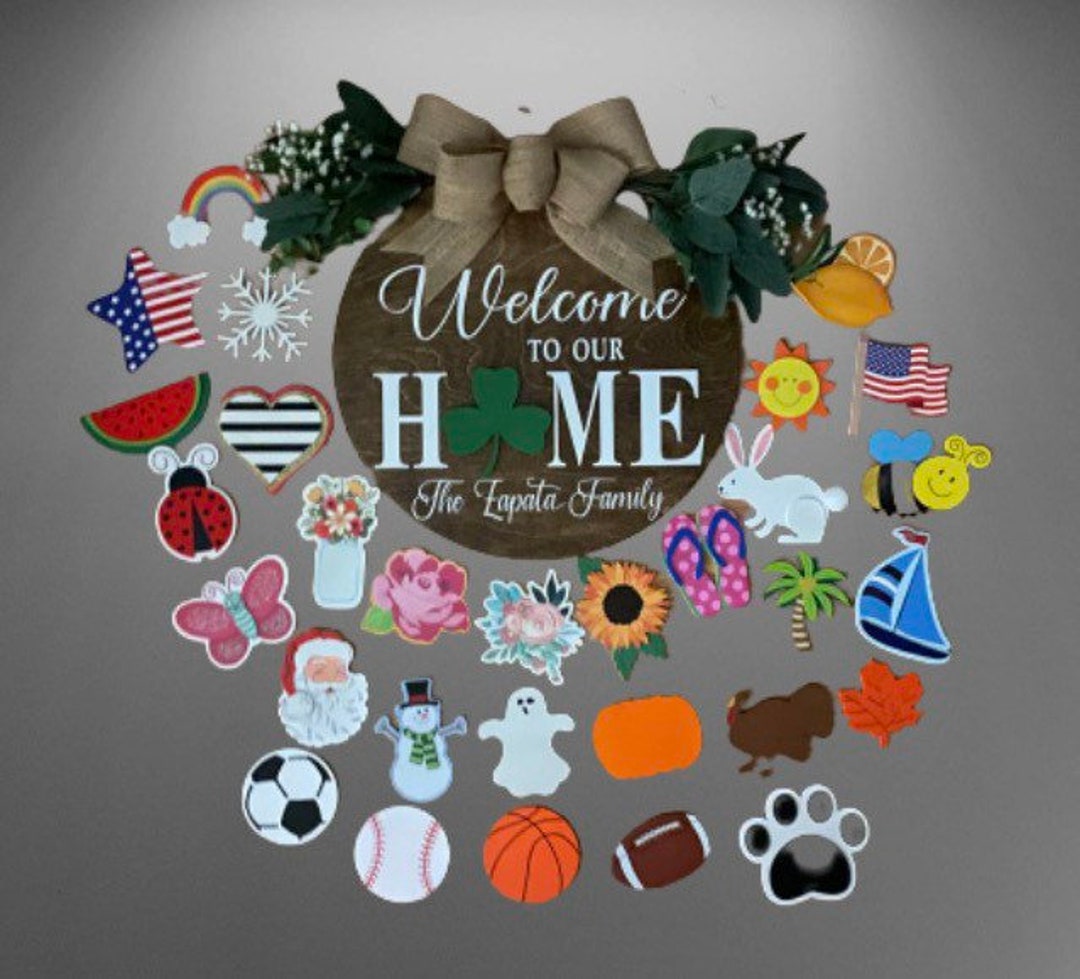 3D Interchangeable Welcome Sign,personalized All Year Door Hanger ...