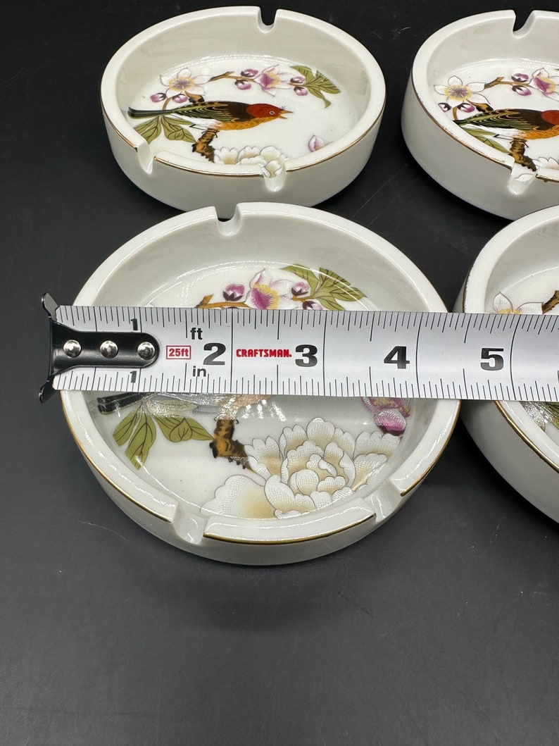 Shafford Chinese Garden Birds Ashtray Trinket Set of 4 Vintage - Etsy