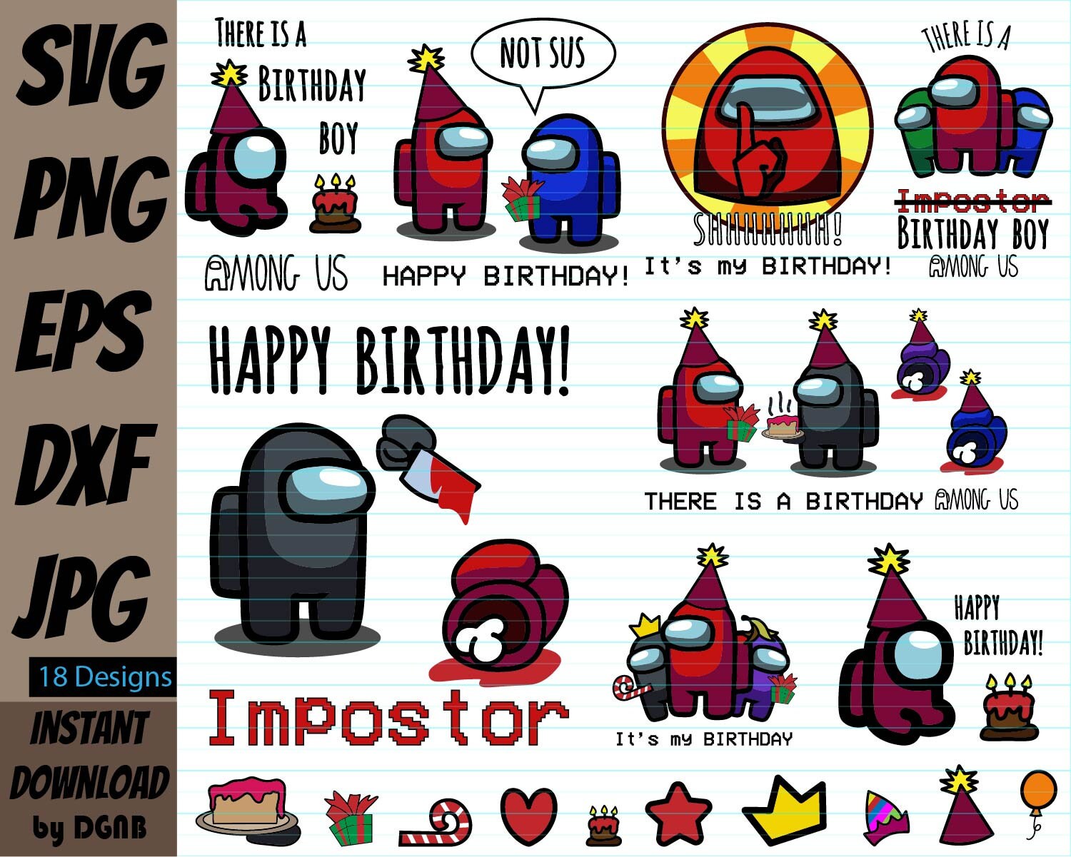 Among Us Birthday SVG Bundle Among Us Birthday SVG Among Us | Etsy