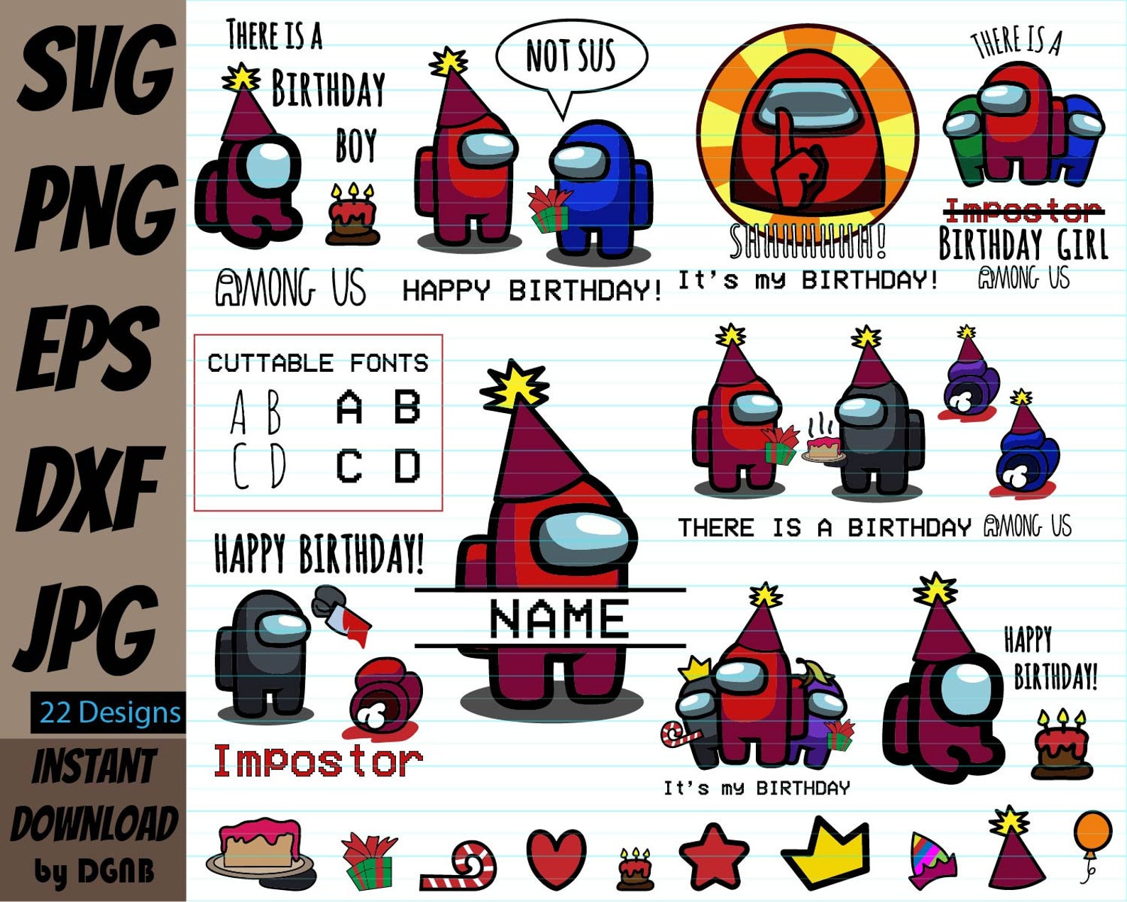 Among Us Birthday SVG Bundle Among Us Birthday SVG Among Us - Etsy