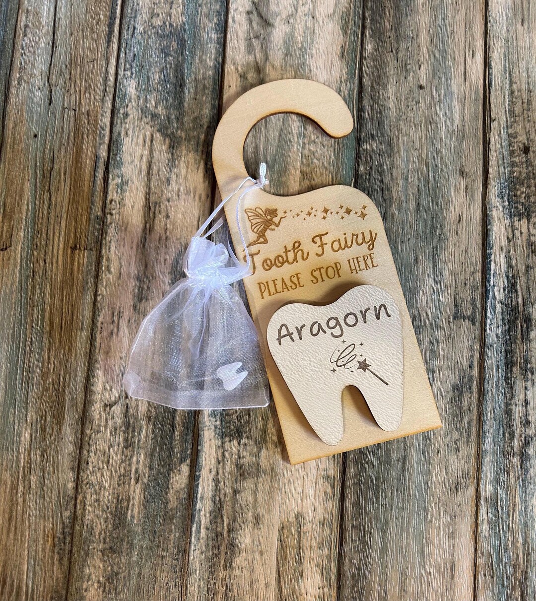 Personalized Tooth Fairy Doorknob Sign, Custom-made Wood Door Hanger ...