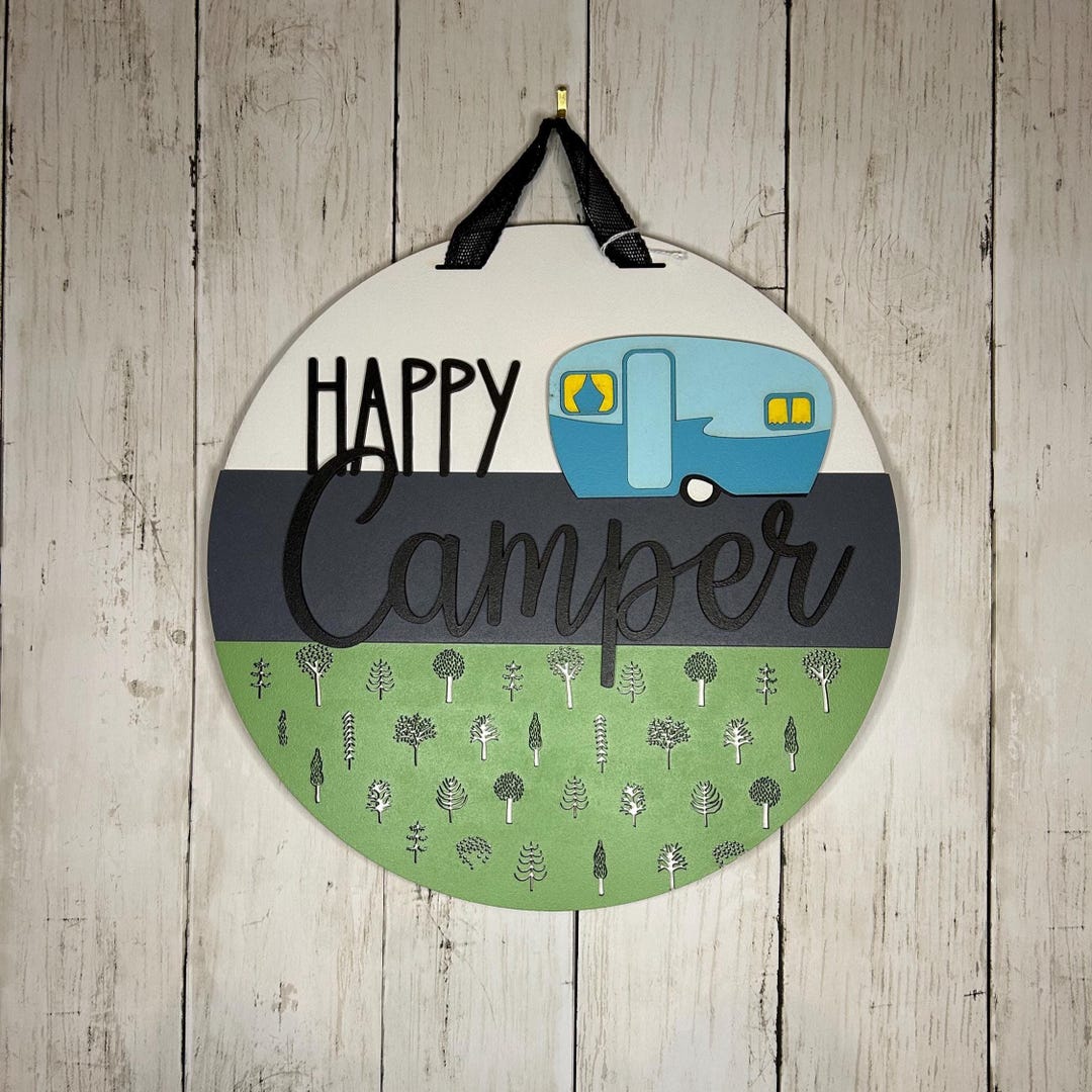 Happy Camper 12-inch Door Hanger Sign - Etsy