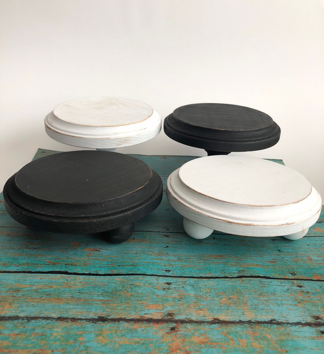 Farmhouse Style Distressed Round Small Wood Riser - Etsy