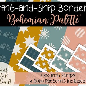Boho Borders for Bulletin Board, Printable Bohemian Style Classroom ...