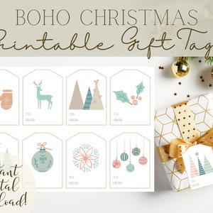 Boho Christmas Printable Fill-in Gift Tags for Holiday - Etsy
