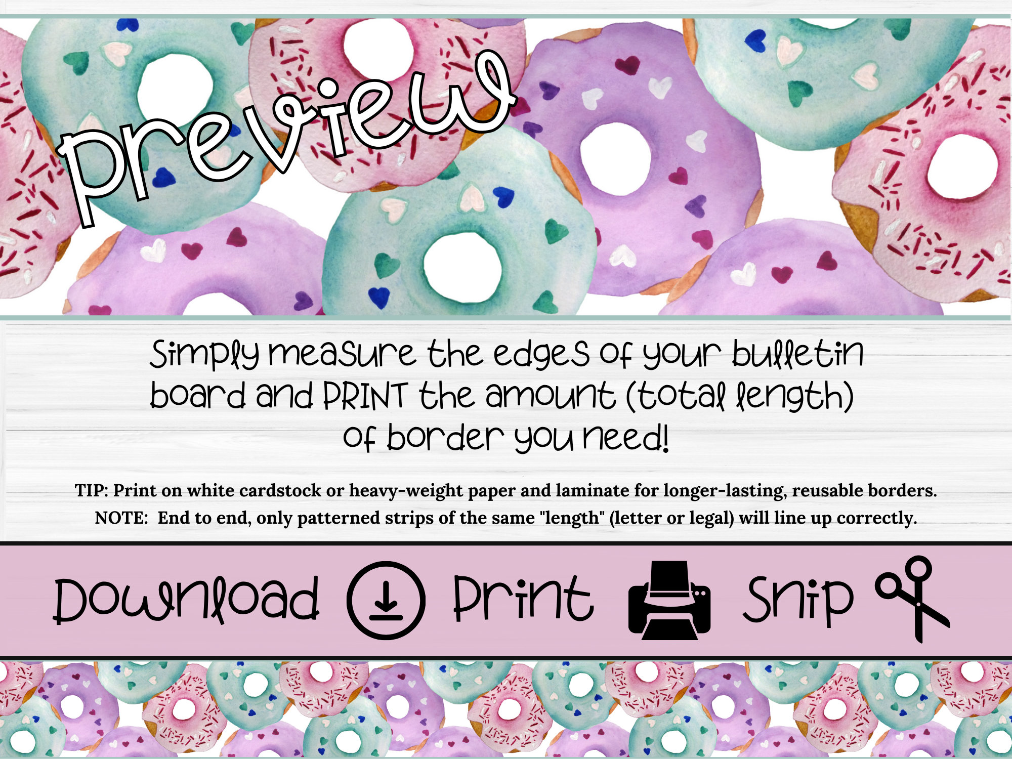 Donut Bulletin Board Border Strips Teacher Accessories Cute Classroom ...