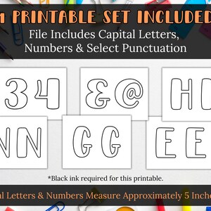 Bulletin Board Letters, Printable Alphabet, Black Ink Outline, Capital ...