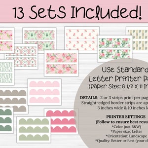 Vintage Floral Bulletin Board Border Strips Printable Shabby Chic-style ...