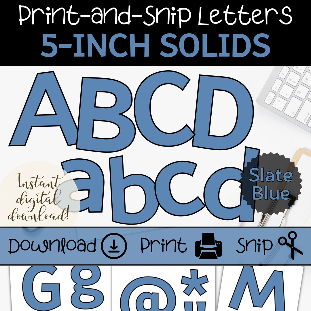 Boho Slate Blue Classroom Bulletin Board Letters | Printable Letter Set ...