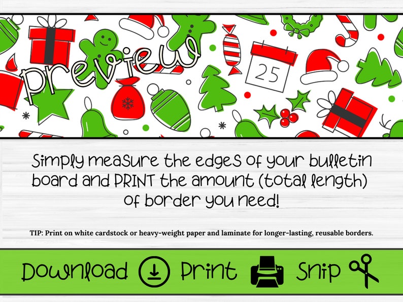 December Bulletin Board Set Printable Christmas Border and - Etsy