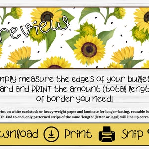 Sunflowers Bulletin Board Border | Printable Classroom Board Trim ...
