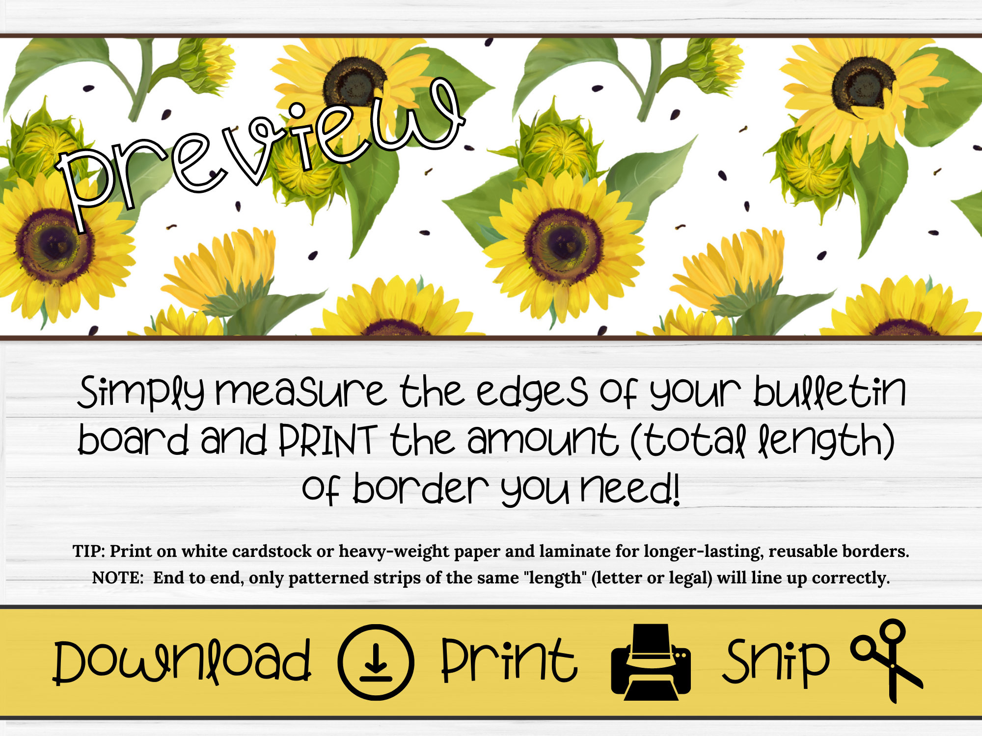 Sunflowers Bulletin Board Border Printable Classroom Board - Etsy