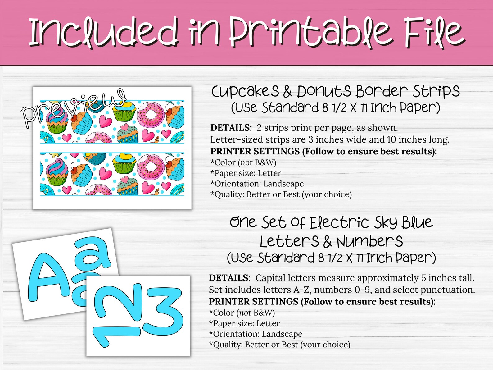 Bulletin Board Letters and Border Set, Printable Electric Sky Blue ...