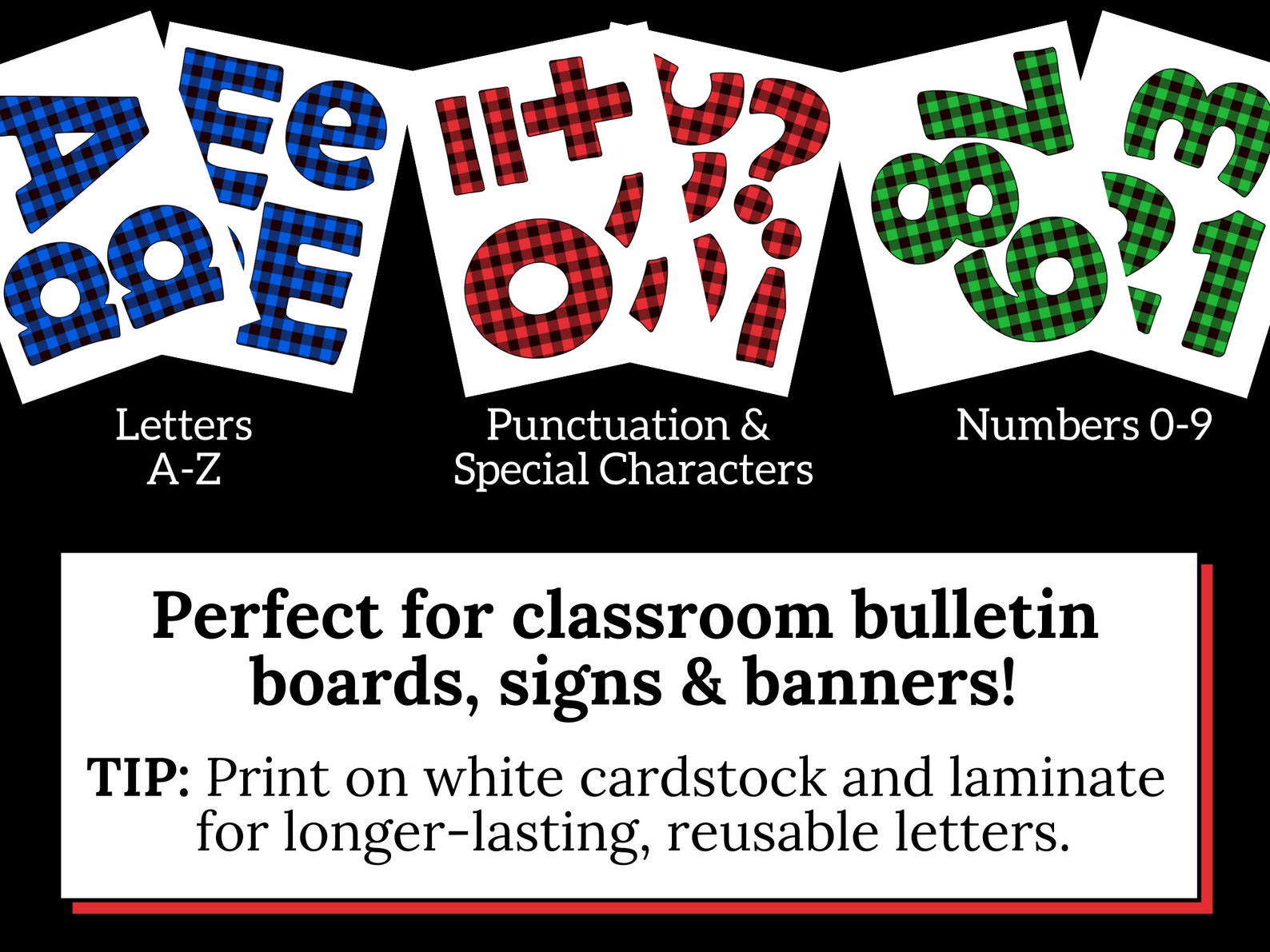 Buffalo Plaid Printable Letters for Holiday Bulletin Boards - Etsy