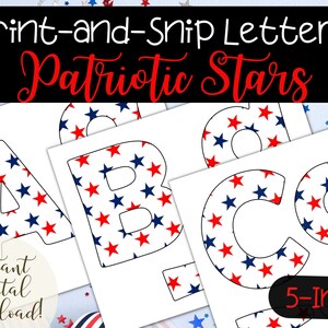 Patriotic Bulletin Board Letters | Red, White & Blue Stars | Printable ...