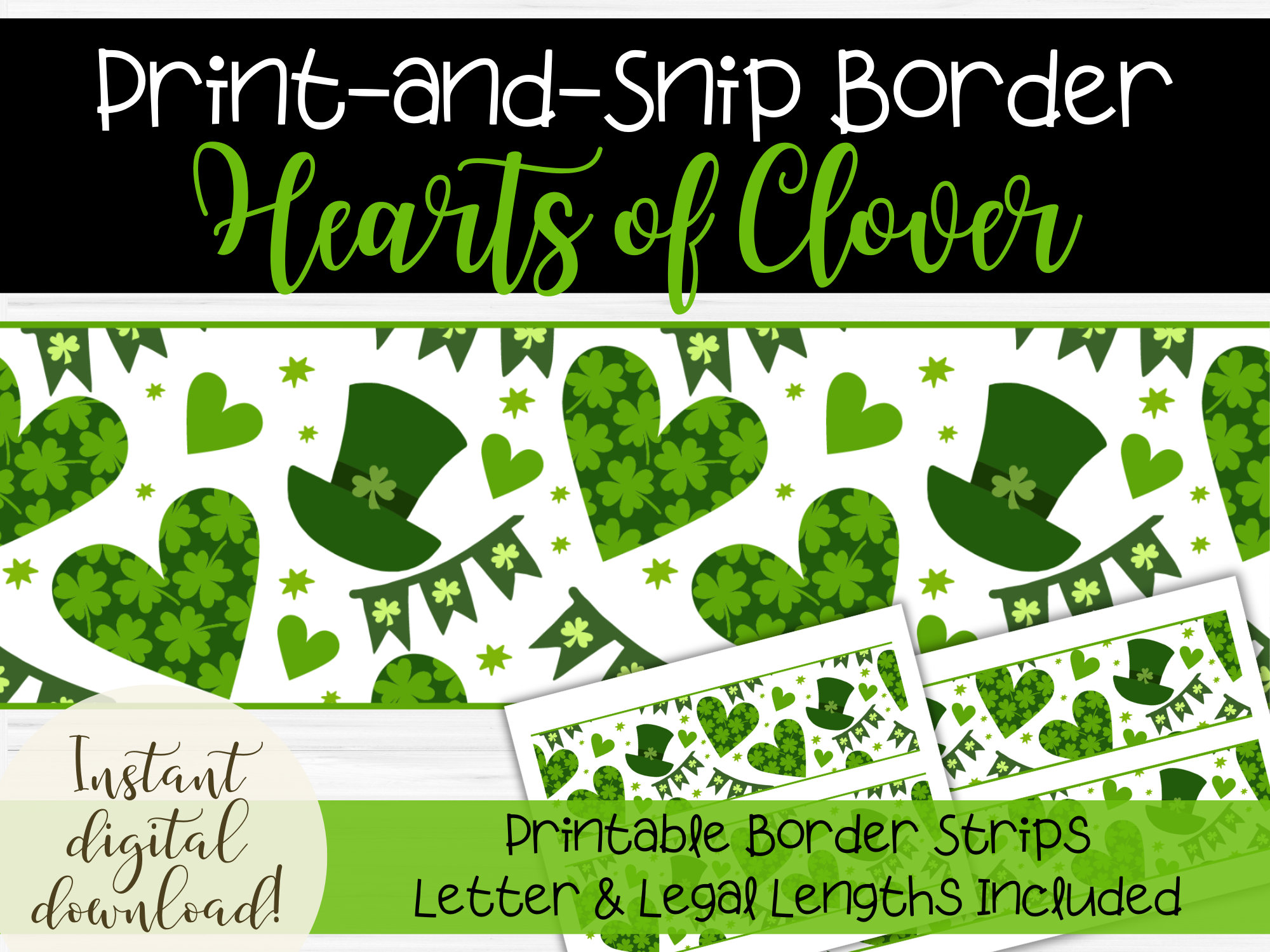 Hearts of Clover Bulletin Board Border, Printable St. Patrick's Day ...