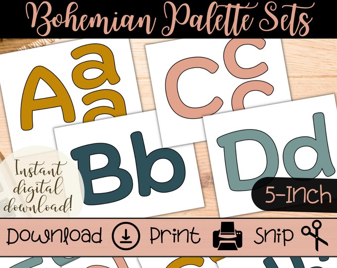Classroom Bulletin Board Letters, Editable in Canva, Boho Modern ...