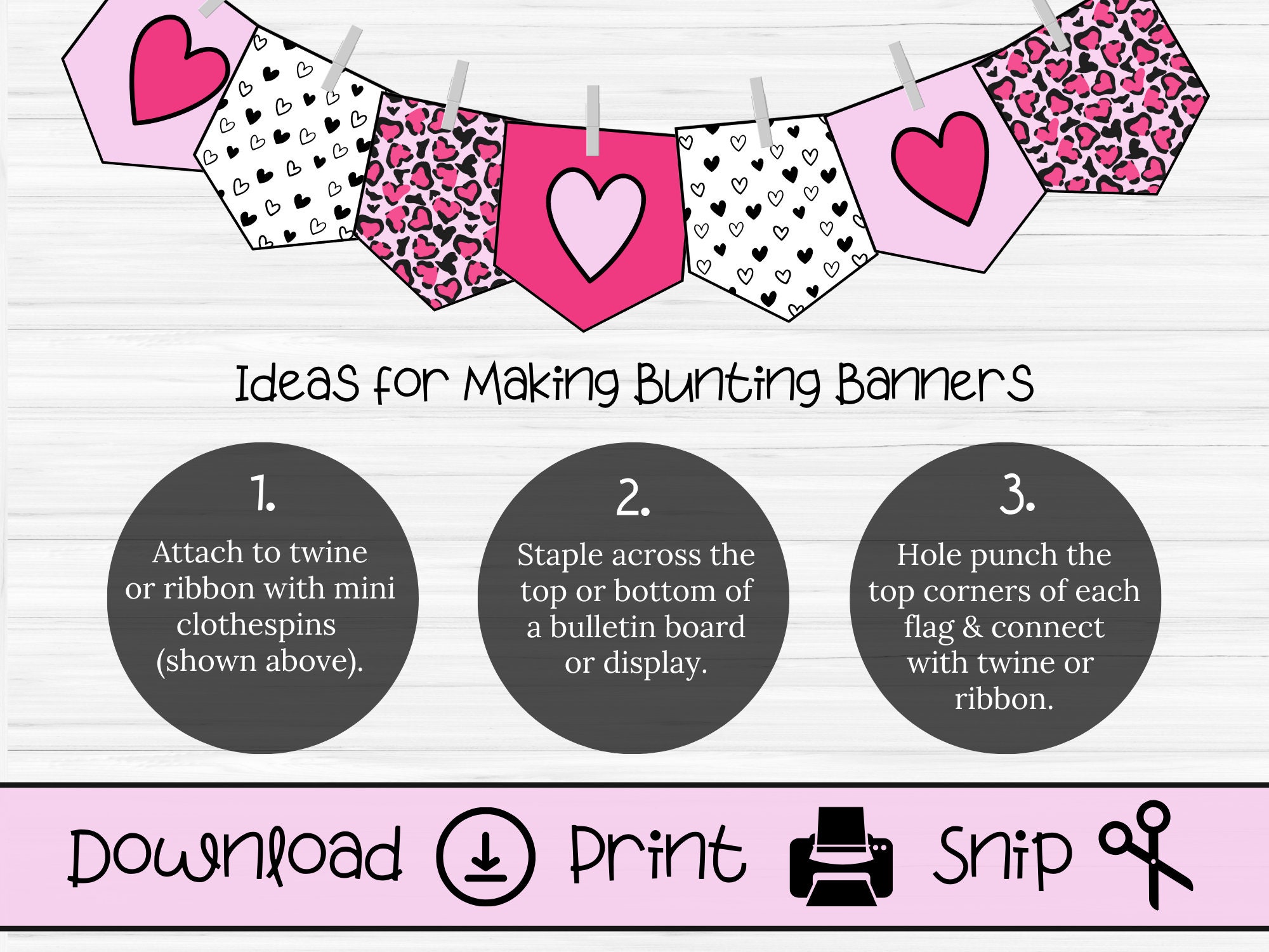 Hot Pink Leopard Print Bulletin Board Set Printable Leopard & Heart ...