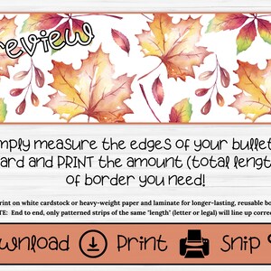 Watercolor Fall Foliage Bulletin Board Border: Printable Autumn Leaves ...