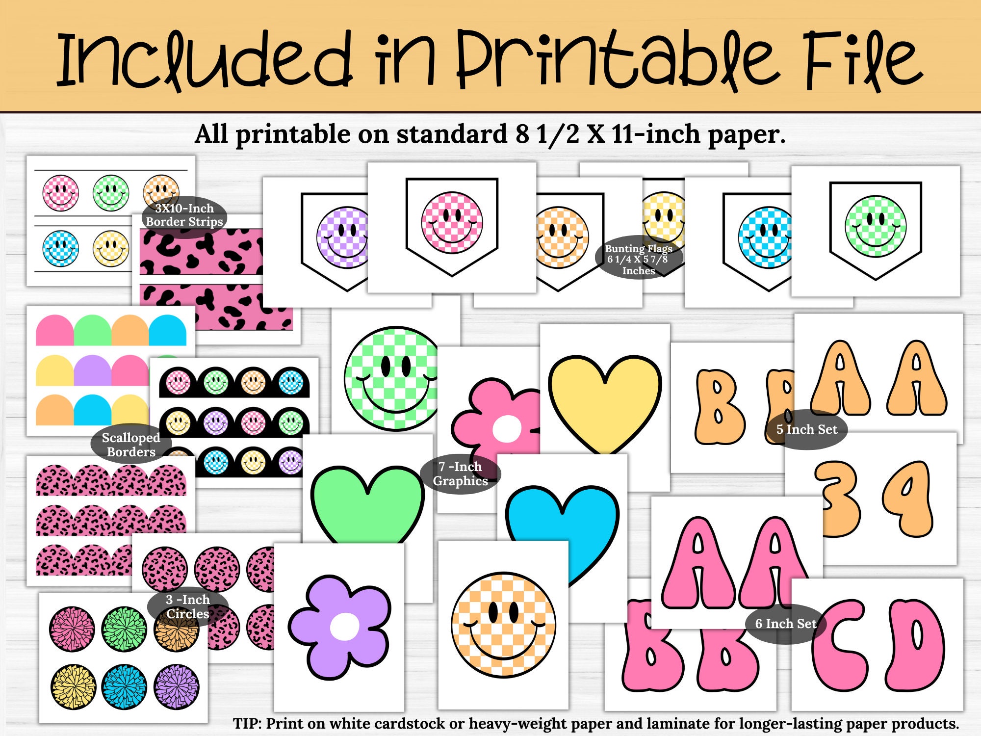 Retro Happy Faces Bulletin Board Kit | Classroom Decor (digital PDF) - Etsy