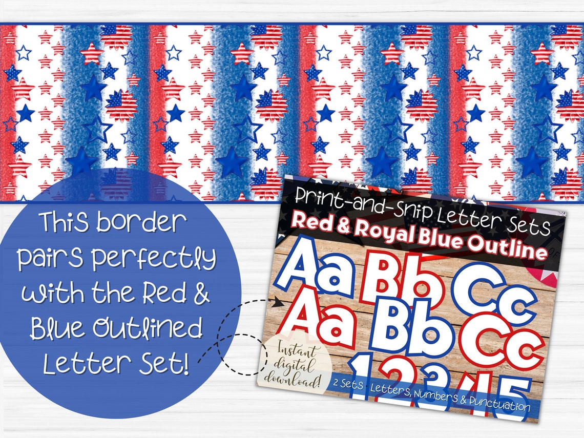 Patriotic Bulletin Board Border USA Border Strips July 4th - Etsy