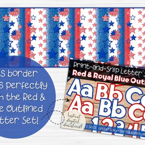 Patriotic Bulletin Board Border: USA Stripes, Stars (digital Download ...