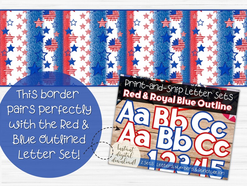 Patriotic Bulletin Board Border USA Border Strips July 4th - Etsy
