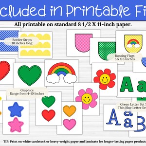 Rainbow Themed Bulletin Board Kit, Elementary Classroom, Printable Set ...