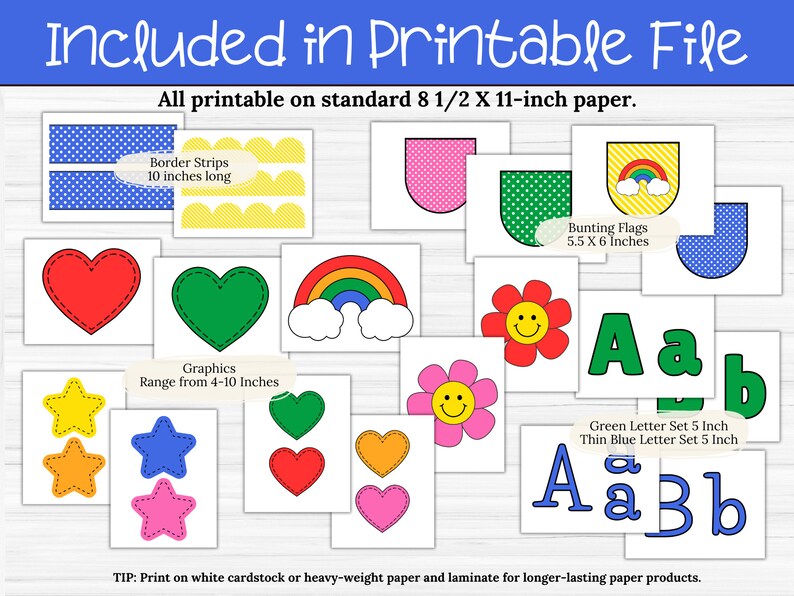 Rainbow Themed Bulletin Board Kit, Elementary Classroom, Printable Set ...