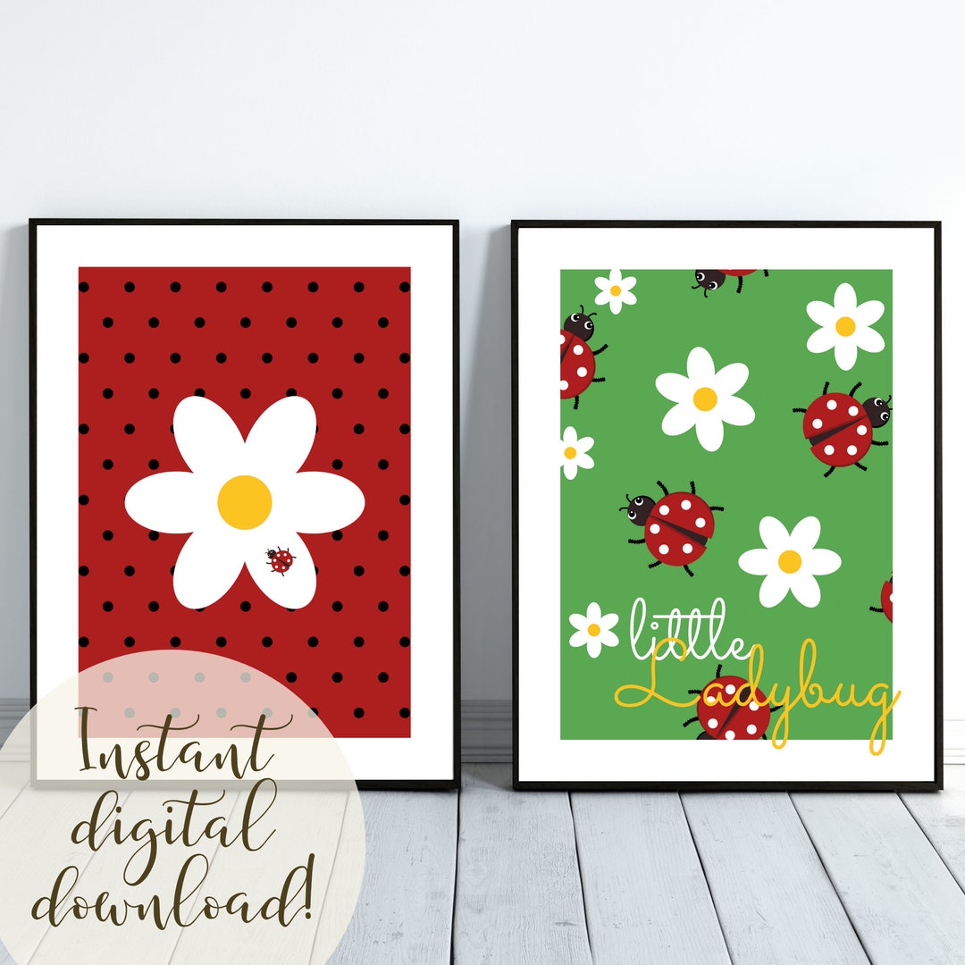Ladybug Digital Print | Daisy & Ladybug Wall Art | Printable Kids ...