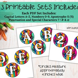Artsy Pencil Jar Circle Letters | Printable Bulletin Board Letters for ...