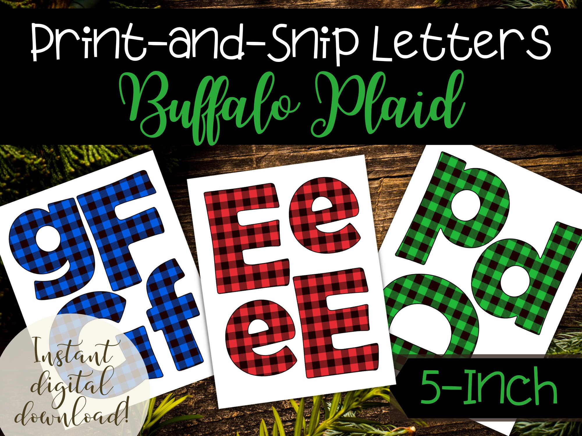 Buffalo Plaid Printable Letters for Holiday Bulletin Boards, Signs ...
