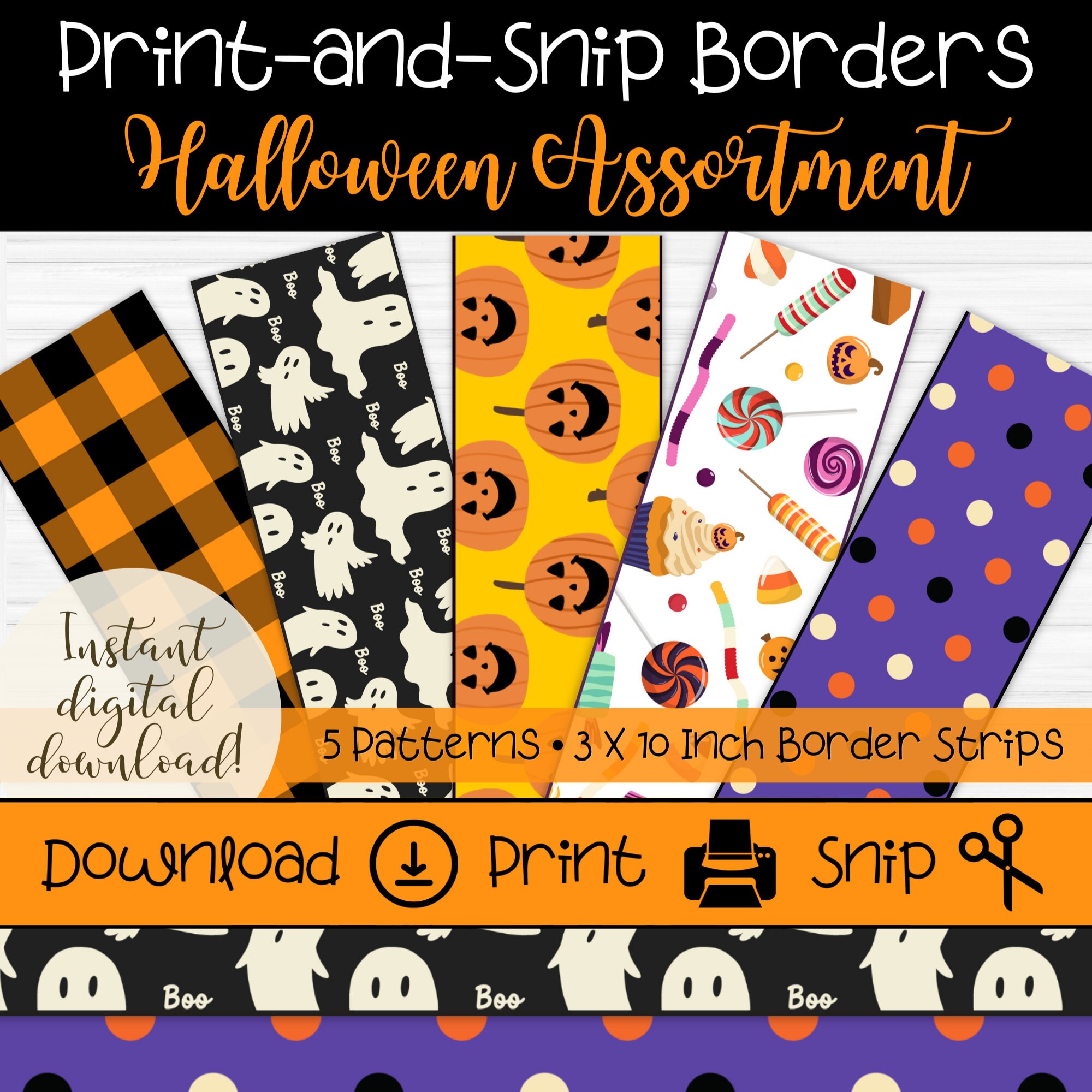 Halloween Borders Assortment Printable Fall Classroom Border Set ...