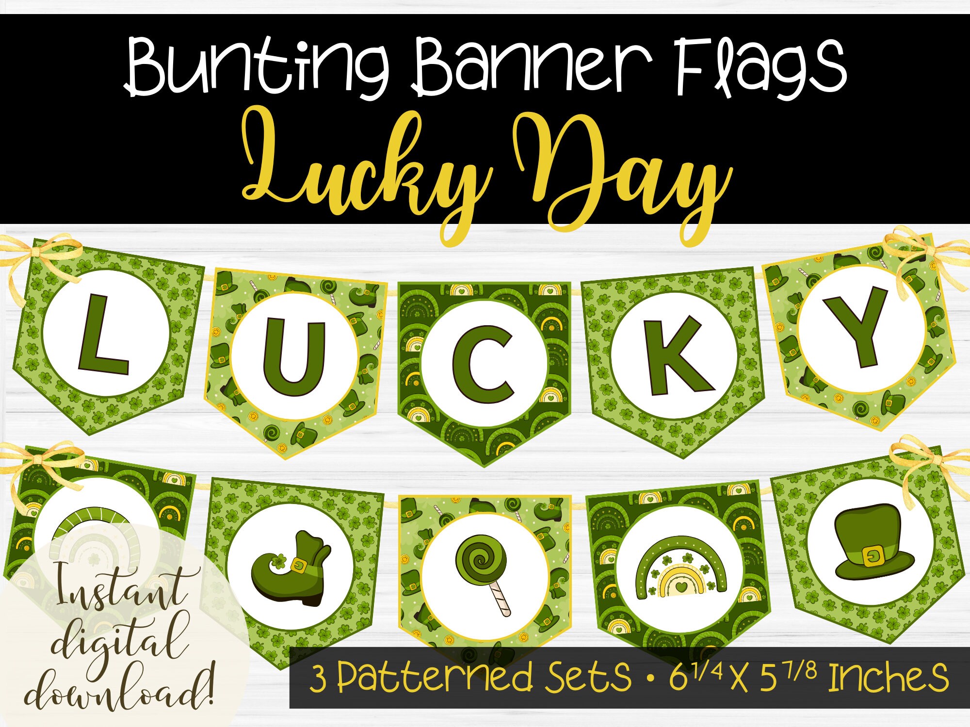 St. Patrick's Day Bunting Flags, Printable Bunting Banner, March ...