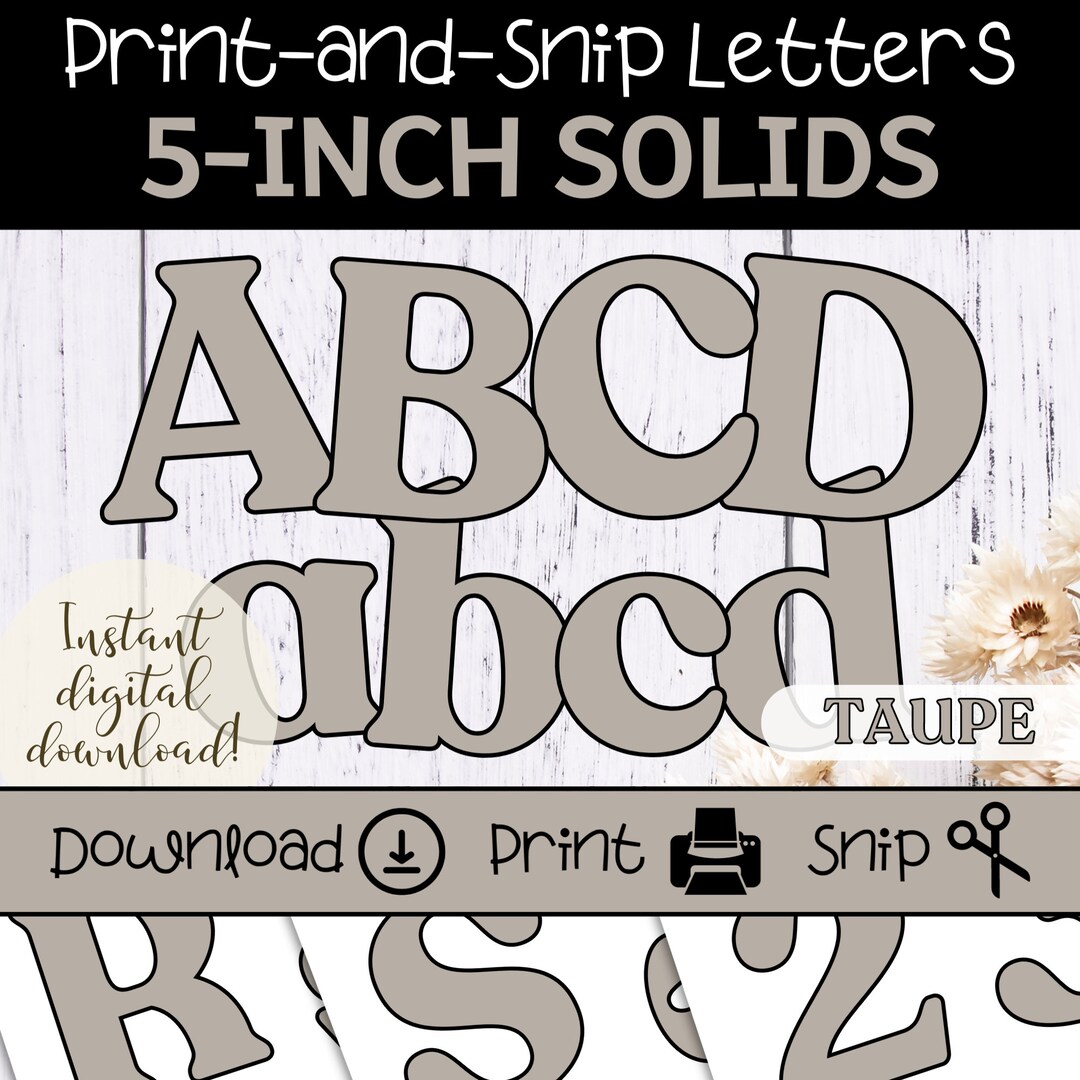 Neutral Taupe Bulletin Board Letter Set | 5 Inch Outlined Letters ...