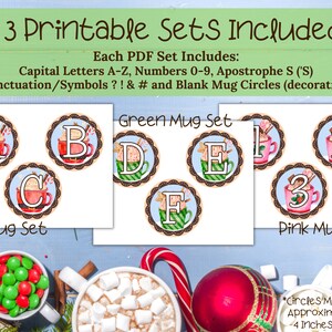 Printable Bulletin Board Letters for Winter | Hot Chocolate Mug Circle ...