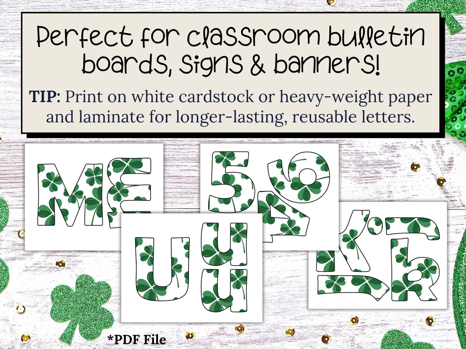 St. Patrick's Day Letter Set | March Bulletin Board Idea | Printable ...