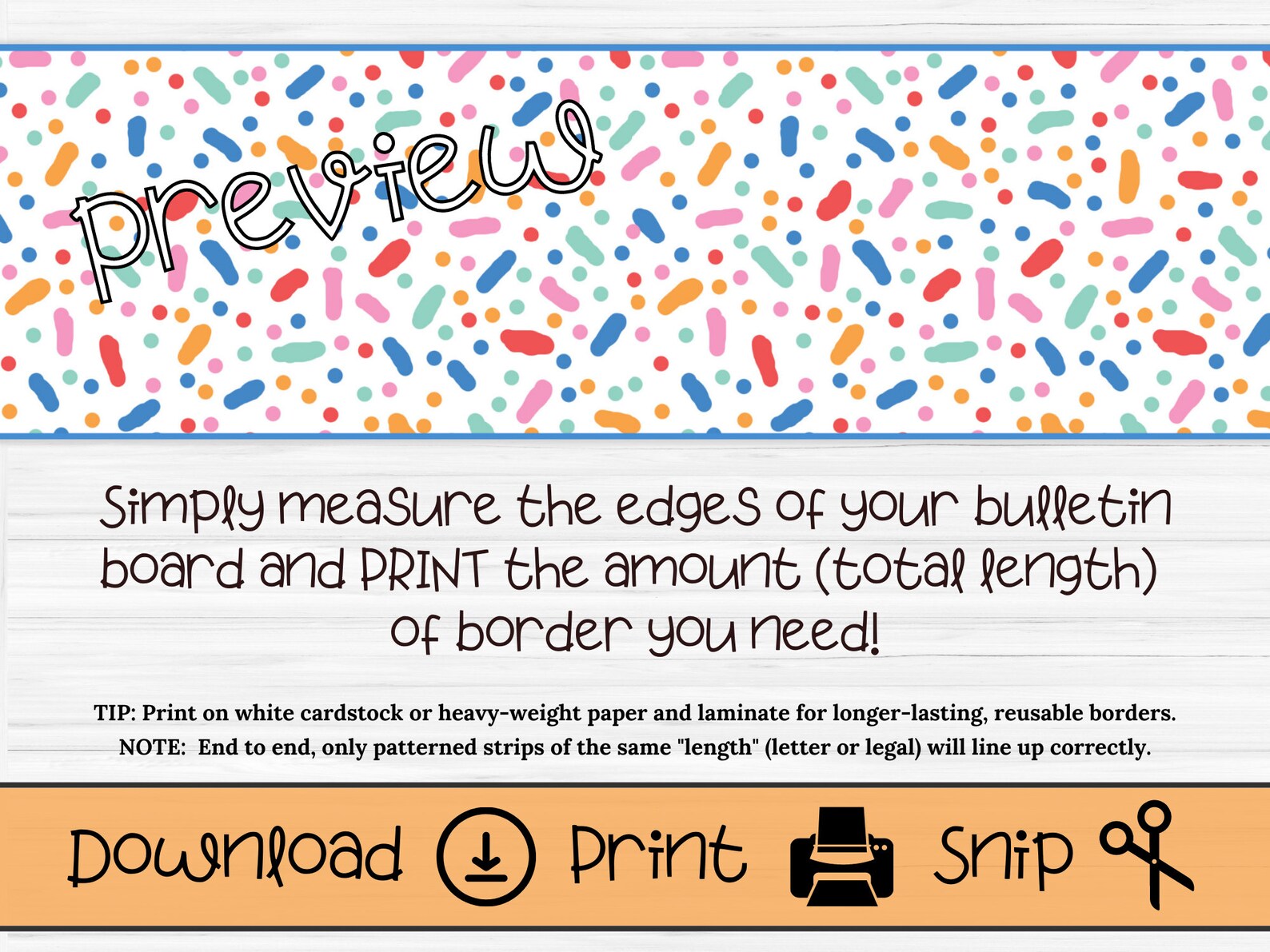 Colorful Sprinkles Bulletin Board Border, Printable Trim for Teacher's ...