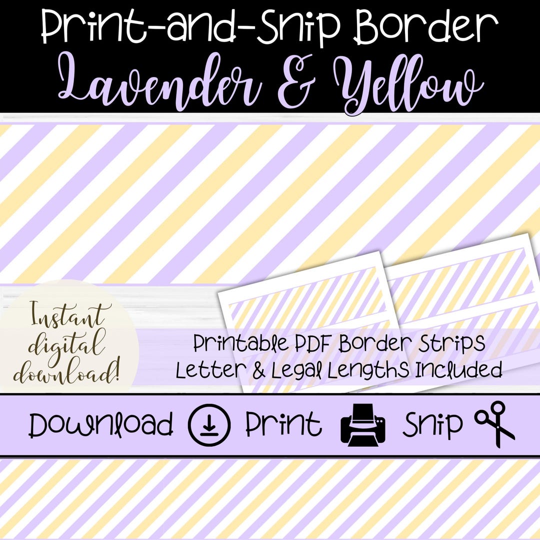Lavender & Yellow Bulletin Board Border | Printable Spring Trim ...