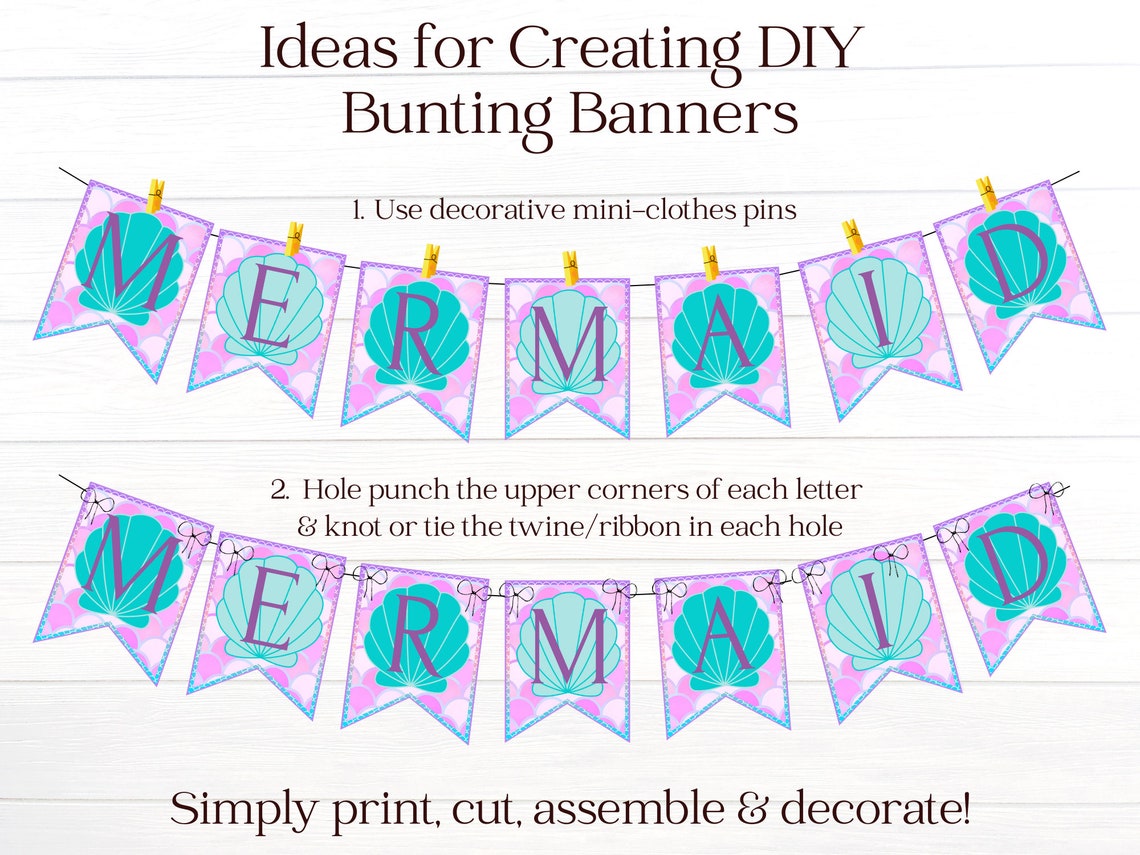 Printable Mermaid Bunting Banner Letters for Under the Sea - Etsy