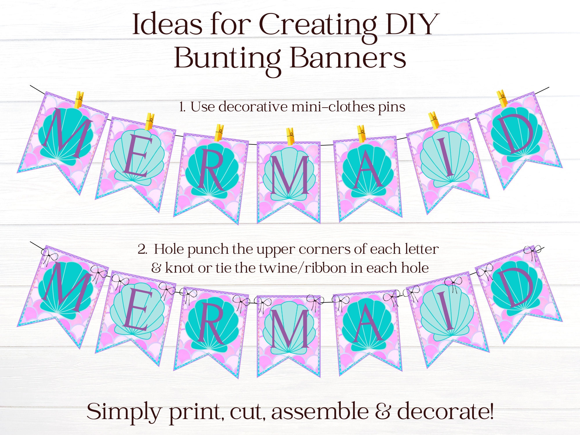Printable Mermaid Bunting Banner Letters for Under the Sea - Etsy