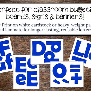 Printable Bulletin Board Letters in Royal Blue, Print on Demand 5 Inch ...
