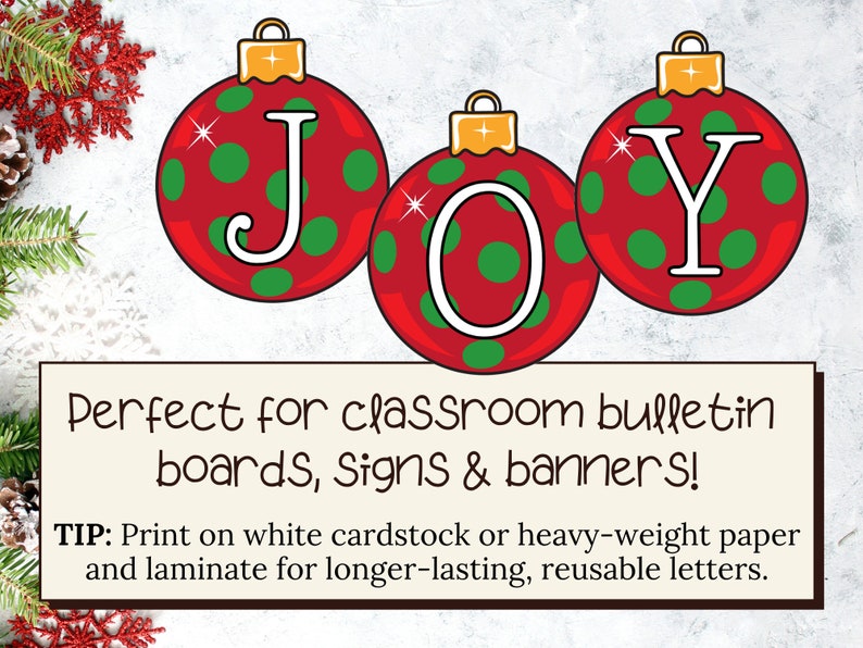 Printable Holiday Red and Green Ornaments Letter Set for Christmas ...