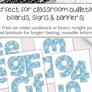 Printable Snowflake Flurries Bulletin Board Letter Set for Winter Party ...