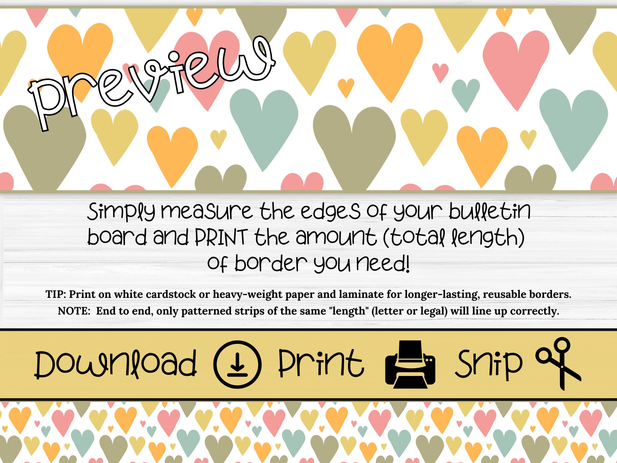 Hearts Bulletin Board Border Printable Border Strips Valentine's Day ...