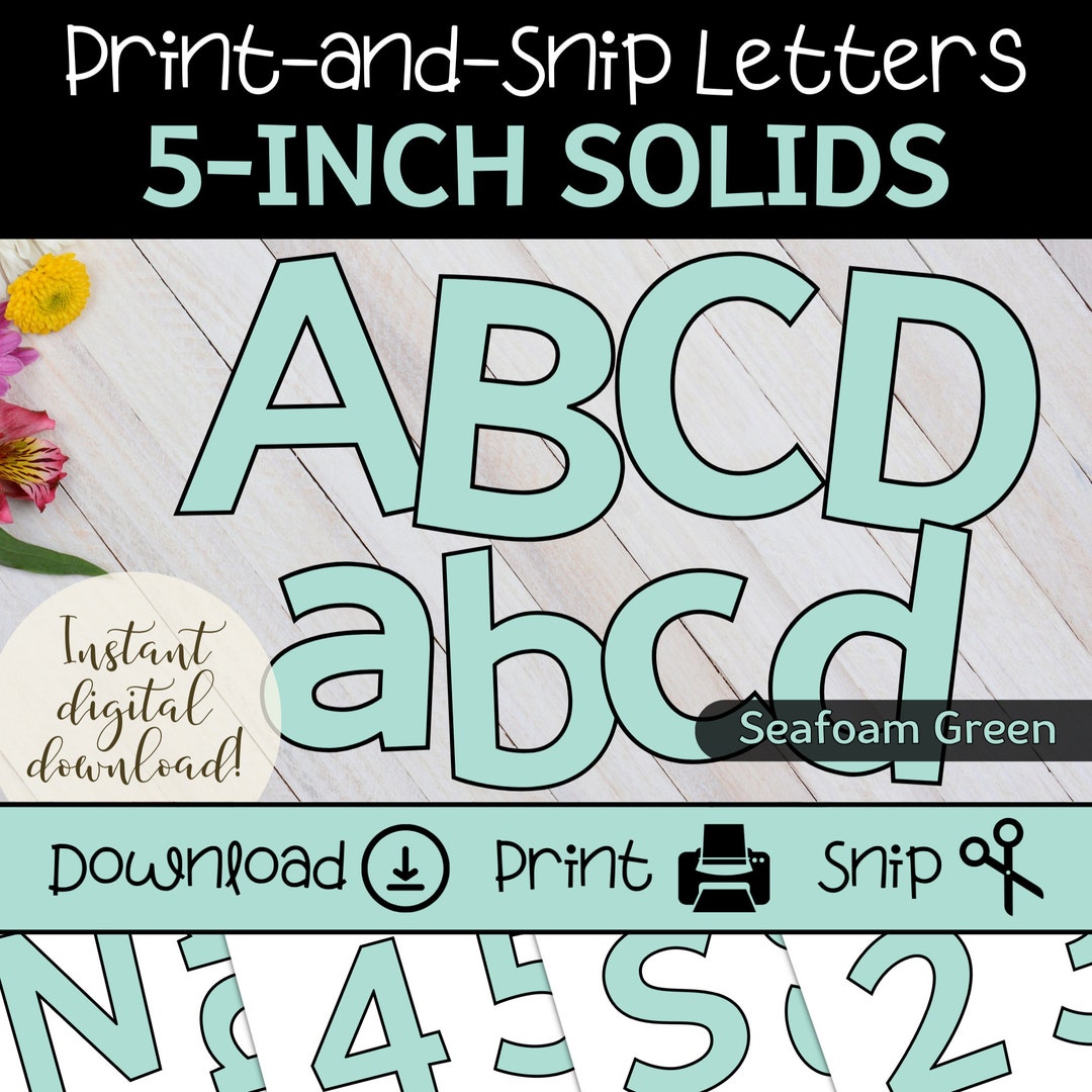Seafoam Green Bulletin Board Letters | Printable 5 Inch Letter Set ...