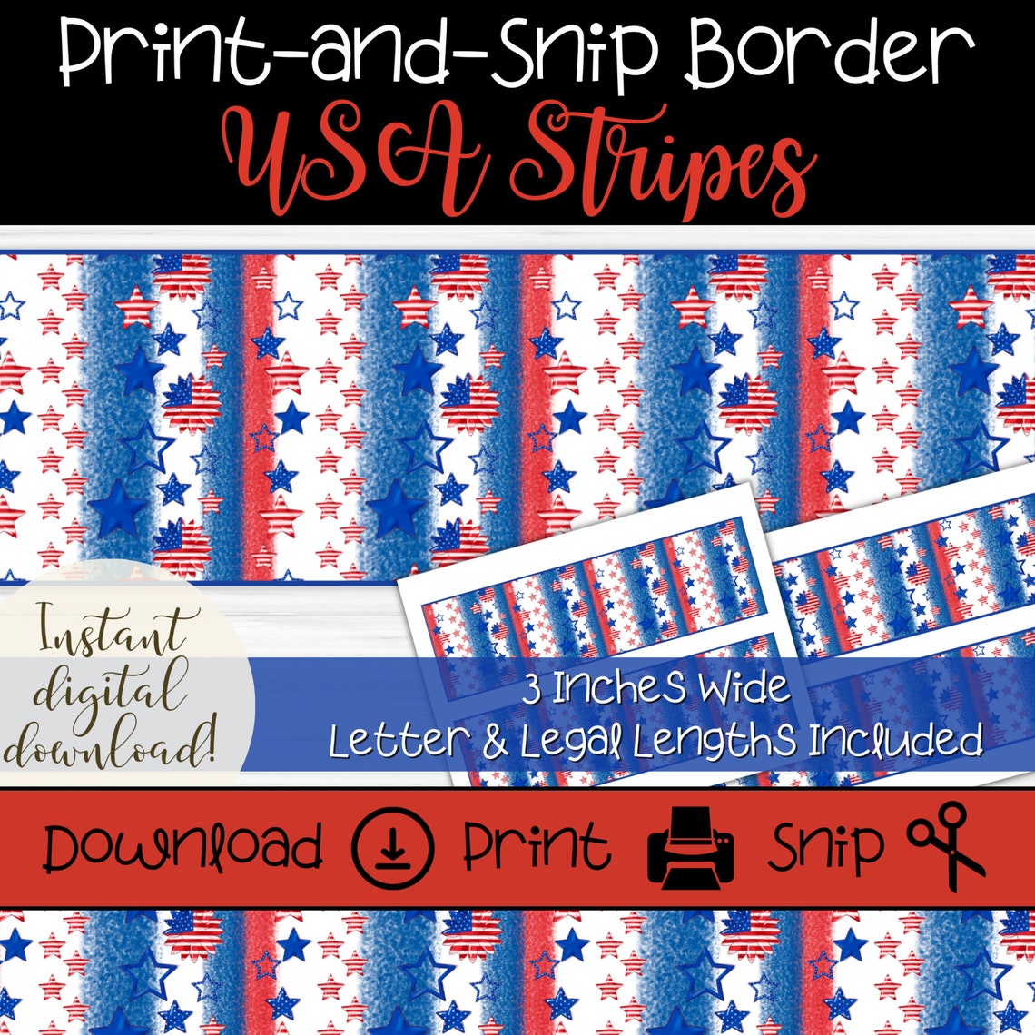 Patriotic Bulletin Board Border USA Border Strips July 4th - Etsy