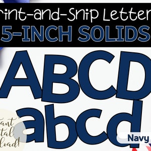 Navy Blue Letter Set, Printable Bulletin Board & Sign Letters, Dark ...