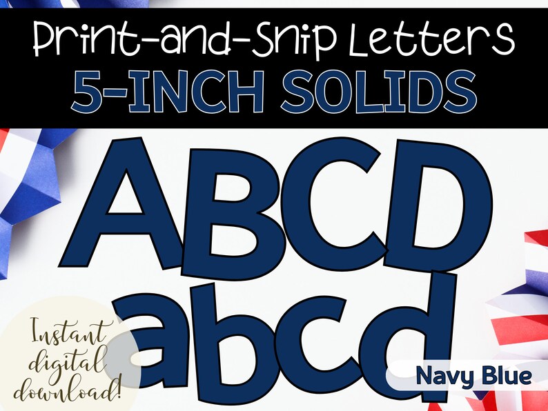 Navy Blue Letter Set, Printable Bulletin Board & Sign Letters, Dark ...